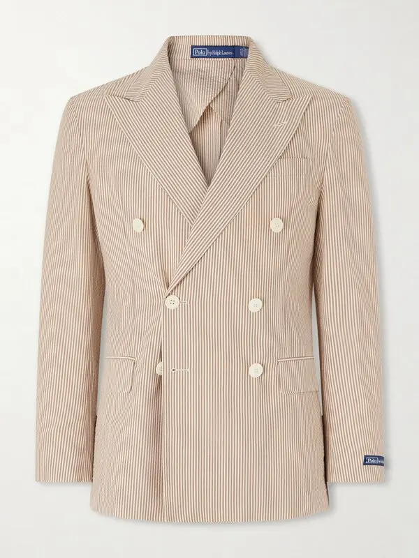 Polo Ralph Lauren Double-breasted Striped Cotton Suit Jacket