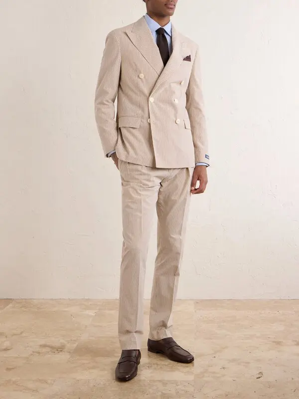 Polo Ralph Lauren Double-breasted Striped Cotton Suit Jacket