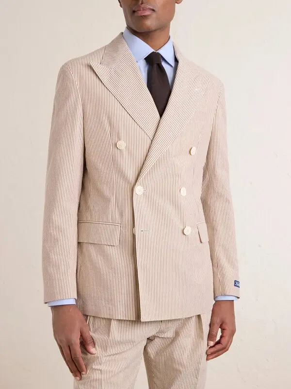 Polo Ralph Lauren Double-breasted Striped Cotton Suit Jacket