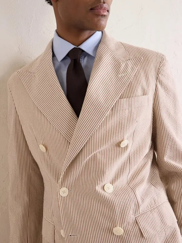 Polo Ralph Lauren Double-breasted Striped Cotton Suit Jacket