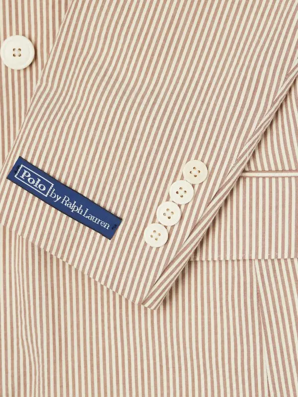 Polo Ralph Lauren Double-breasted Striped Cotton Suit Jacket