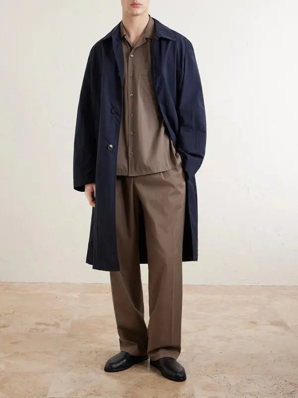Canali Straight-leg Pleated Cotton-blend Gabardine Trousers - Brown