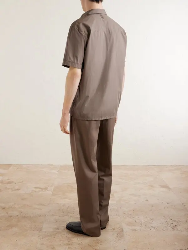 Canali Straight-leg Pleated Cotton-blend Gabardine Trousers - Brown
