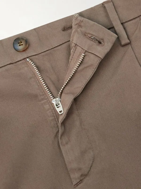 Canali Straight-leg Pleated Cotton-blend Gabardine Trousers - Brown
