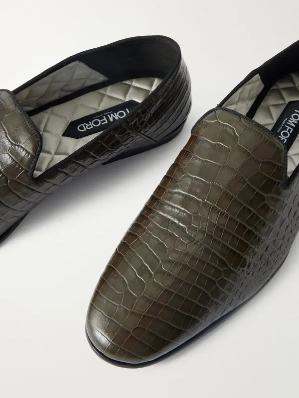 TOM FORD Steven Croc-effect Leather Loafers - Brown