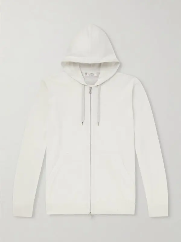 Brunello Cucinelli Cashmere Zip-up Hoodie - White