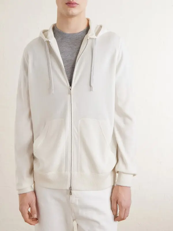 Brunello Cucinelli Cashmere Zip-up Hoodie - White