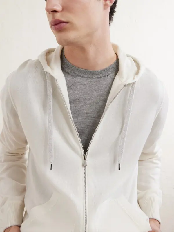 Brunello Cucinelli Cashmere Zip-up Hoodie - White