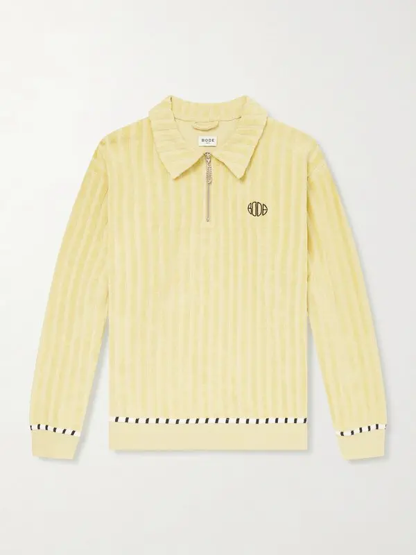 BODE Croquet Ground Logo-embroidered Half-zip Cotton-terry Sweater