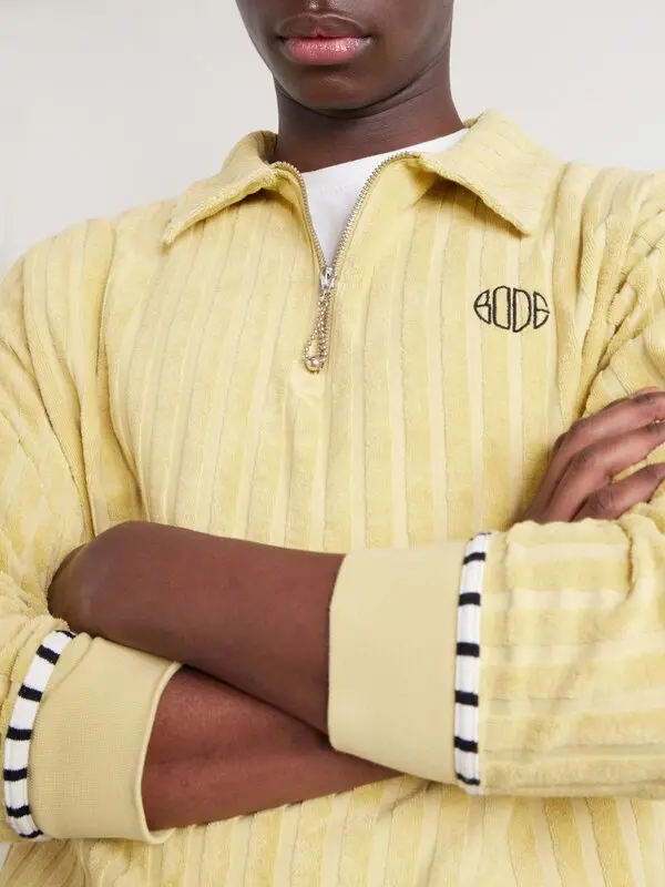 BODE Croquet Ground Logo-embroidered Half-zip Cotton-terry Sweater