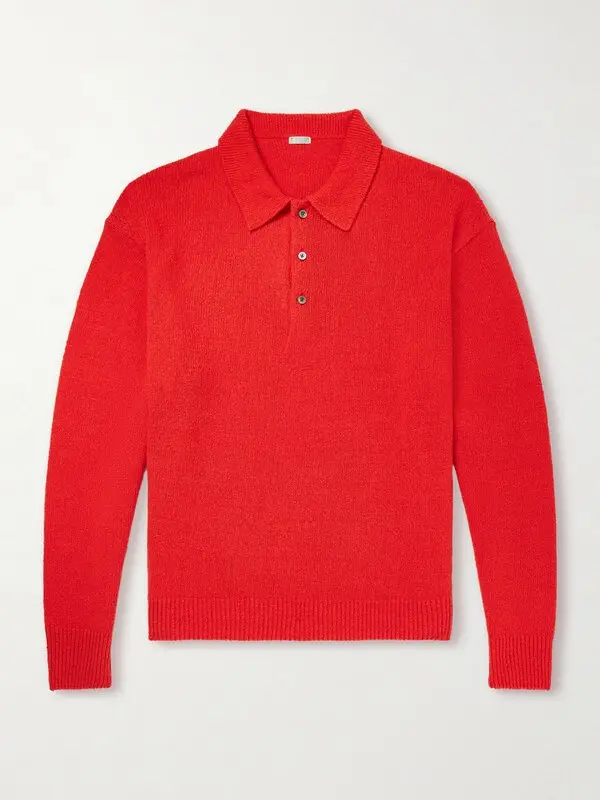 A.PRESSE Washed Silk Polo Shirt