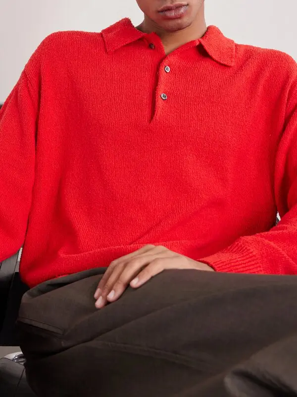 A.PRESSE Washed Silk Polo Shirt