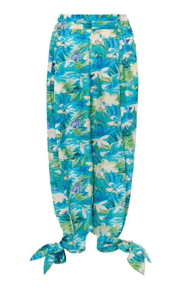 Chloé Printed Ballon-leg Silk Trousers - Blue
