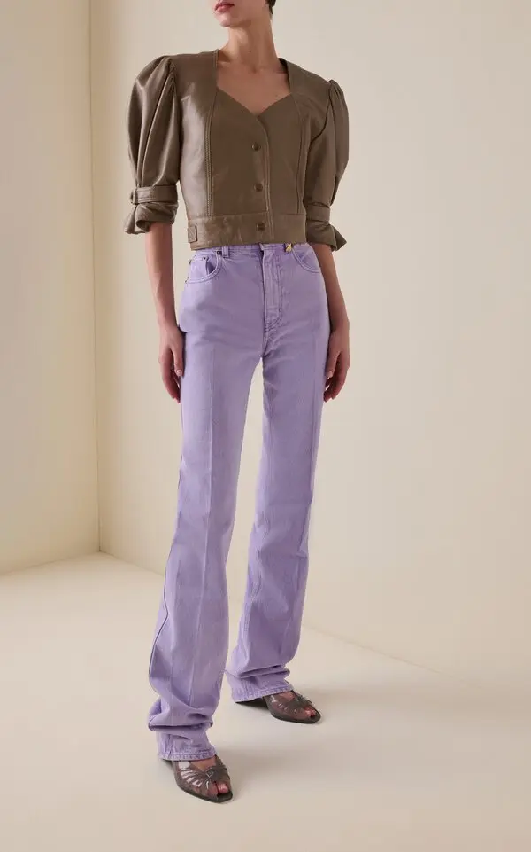 Chloé Cropped Leather Jacket - Brown