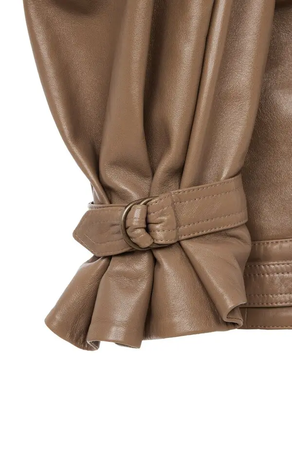 Chloé Cropped Leather Jacket - Brown