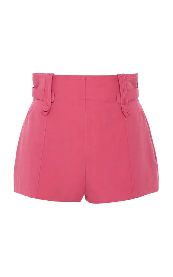 Chloé High-rise Linen-blend Shorts - Pink
