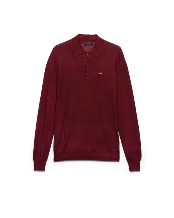 Prada Wool And Silk Polo Sweater - Red