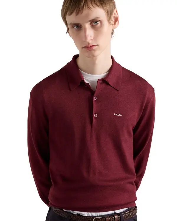 Prada Wool And Silk Polo Sweater - Red