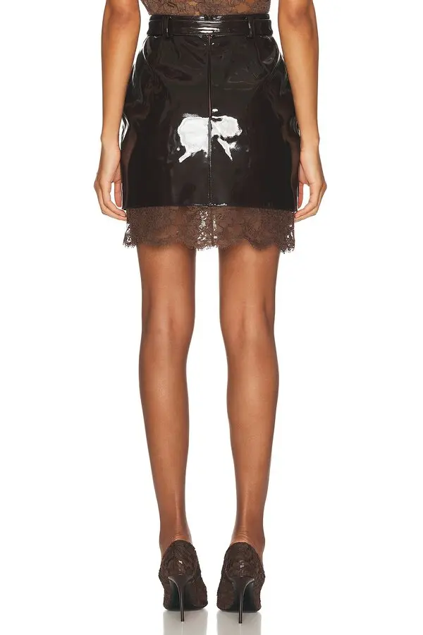 ROWEN ROSE Mini Skirt With Detachable Belt - Brown