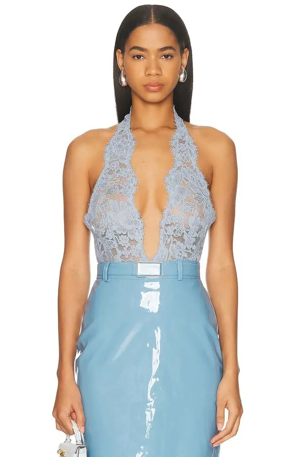 ROWEN ROSE V-neck Bodysuit - Blue