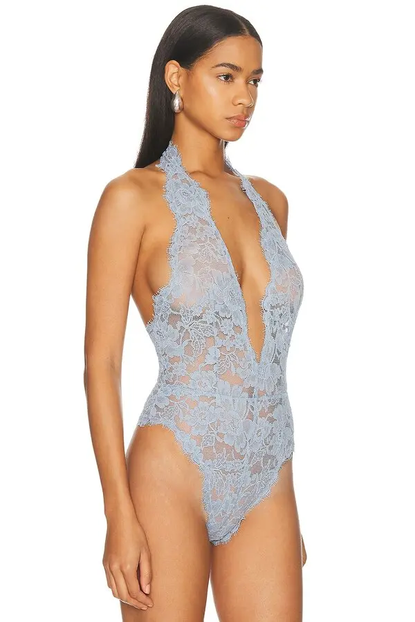 ROWEN ROSE V-neck Bodysuit - Blue
