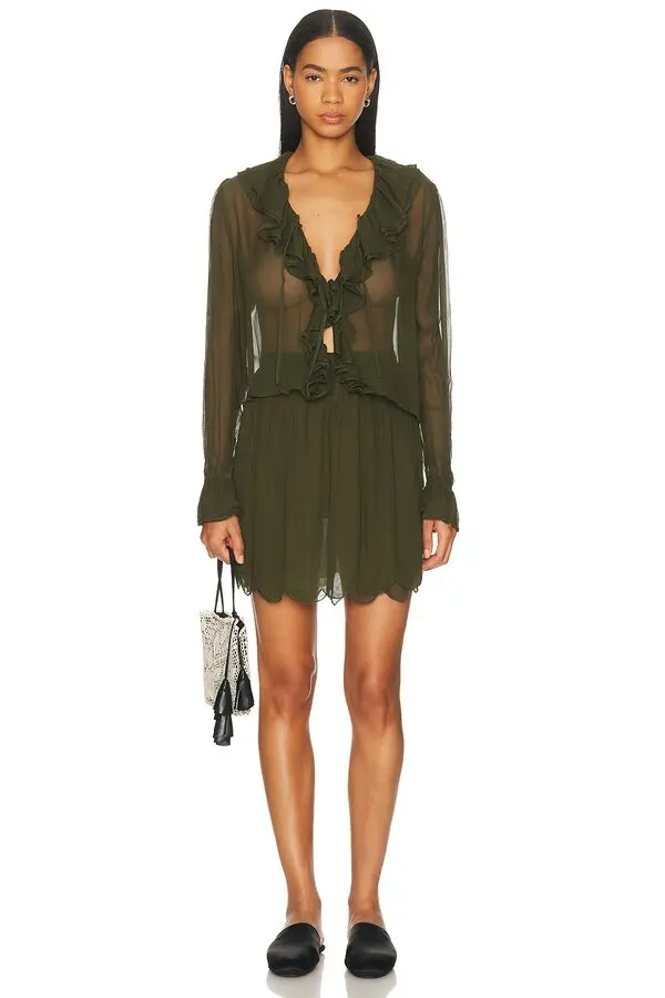 BODE Flounce Blouse - Olive