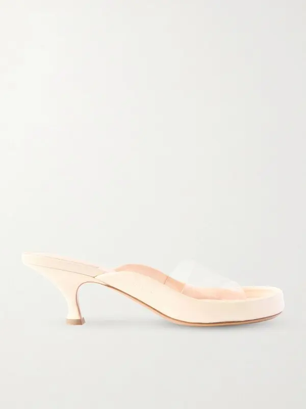 Chloé Junie Leather-trimmed Tpu Mules - White
