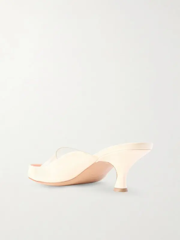 Chloé Junie Leather-trimmed Tpu Mules - White