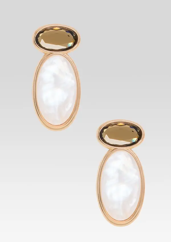 Retrofete Yolanda Double-drop Earrings - Ochre/pearl