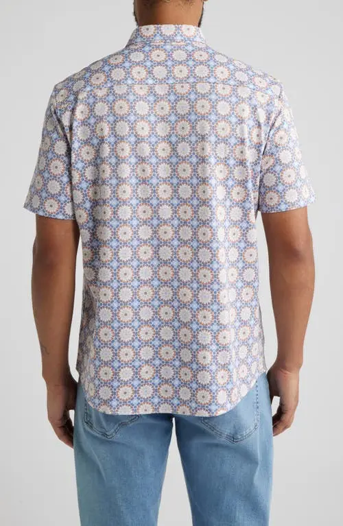 Johnston & Murphy Xc Flex Ascend Short Sleeve Button-up Shirt - Multi Mosaic