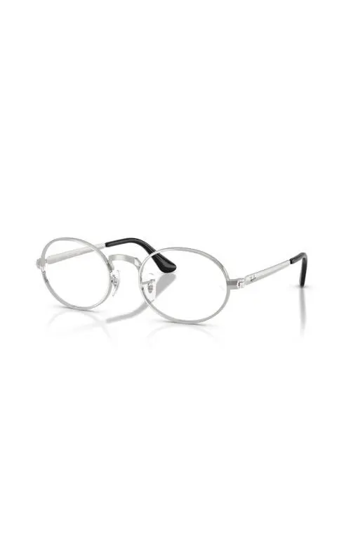 Ray-ban 52mm Oval Optical Glasses - Silver