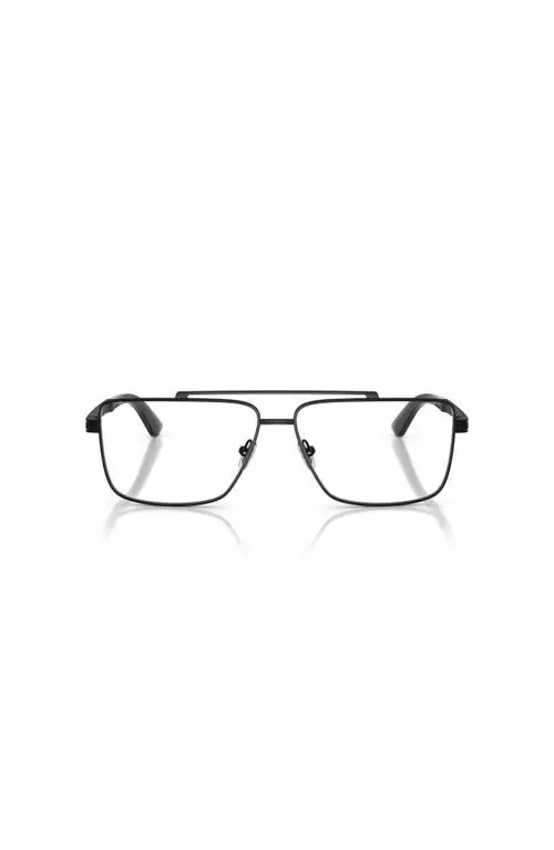 Versace Rectangle Full Rim Metal Eyeglasses - Black