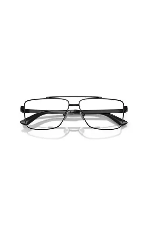 Versace Rectangle Full Rim Metal Eyeglasses - Black