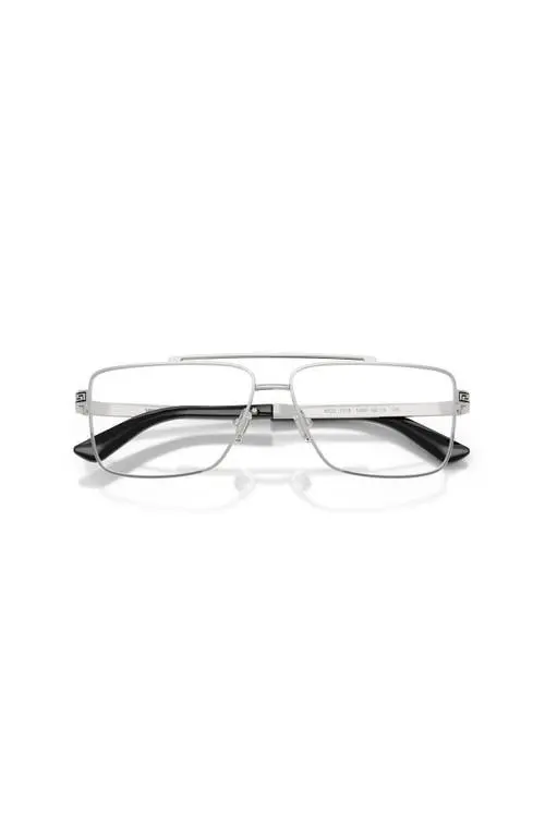 Versace 58mm Rectangle Optical Glasses - Silver