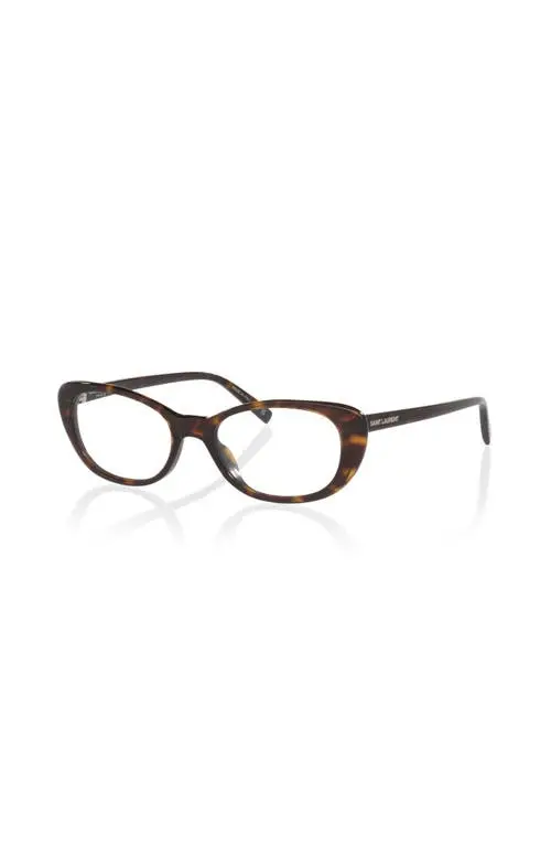 Saint Laurent 52mm Cat Eye Optical Glasses - Tortoise
