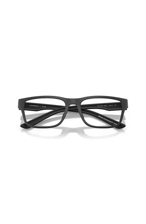 Emporio Armani Rectangle Full Rim Eyeglasses - Black