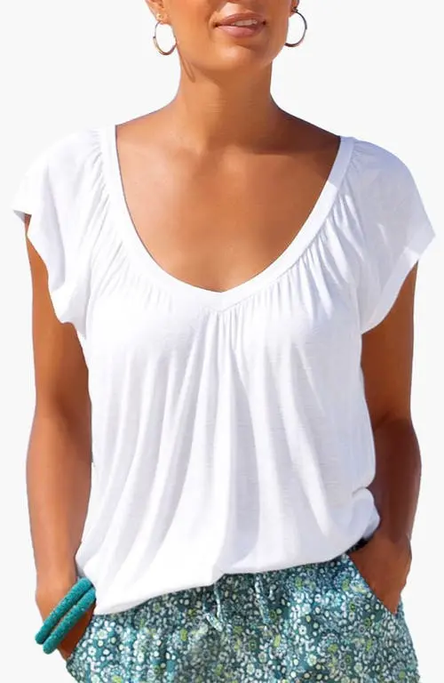 LASCANA Casual V-neck Top - White