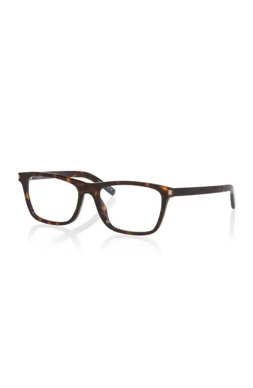 Saint Laurent 58mm Rectangle Optical Glasses - Tortoise