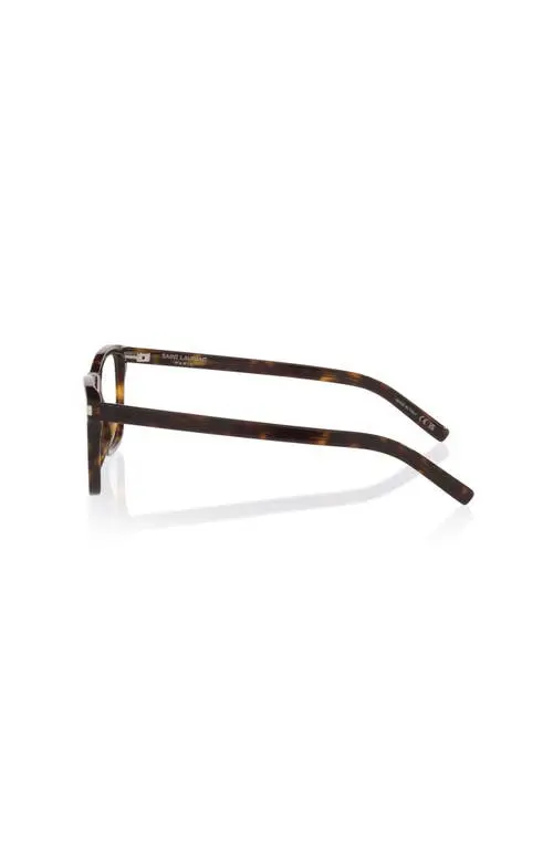 Saint Laurent 58mm Rectangle Optical Glasses - Tortoise