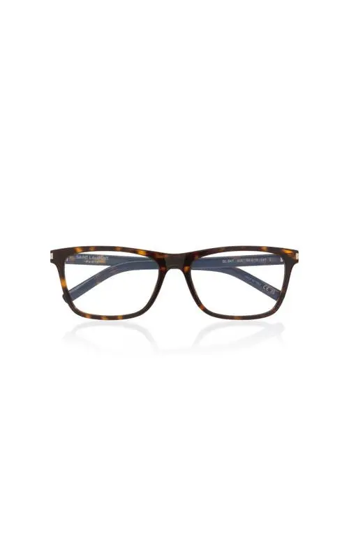 Saint Laurent 58mm Rectangle Optical Glasses - Tortoise
