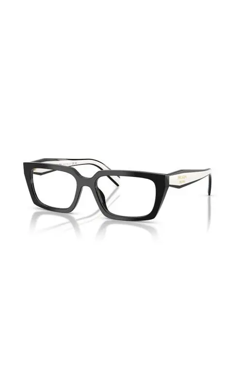 Prada 55mm Rectangle Optical Glasses - Black