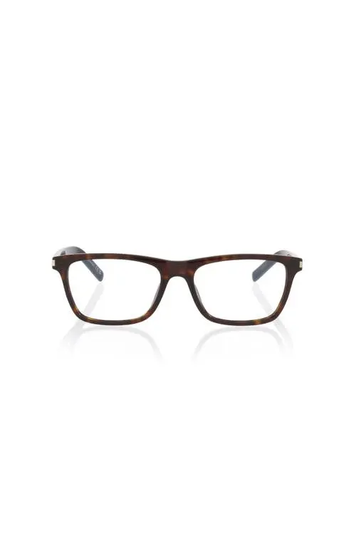 Saint Laurent 56mm Rectangle Optical Glasses - Tortoise