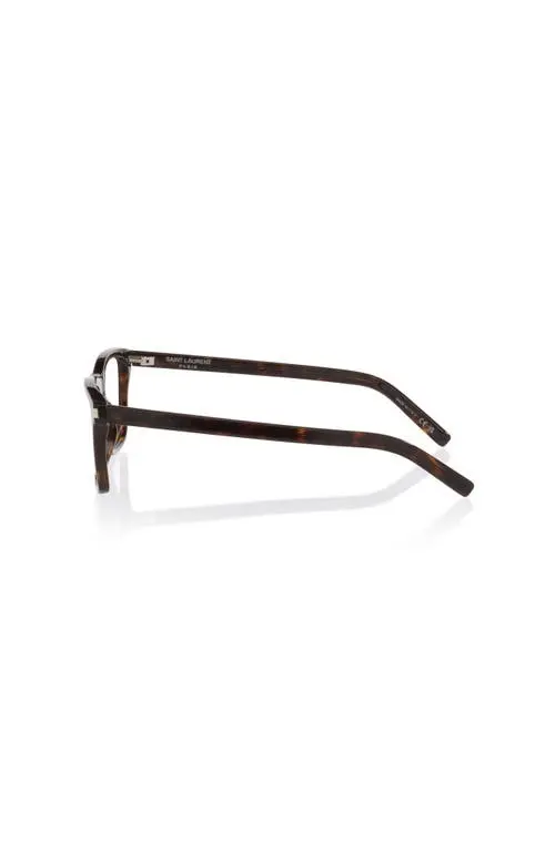 Saint Laurent 56mm Rectangle Optical Glasses - Tortoise