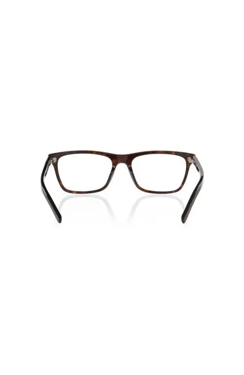 Saint Laurent 56mm Rectangle Optical Glasses - Tortoise