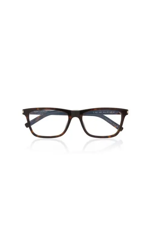 Saint Laurent 56mm Rectangle Optical Glasses - Tortoise