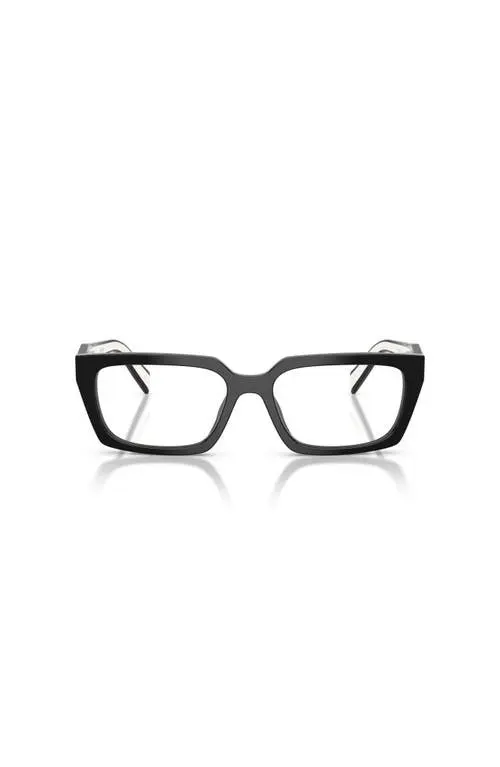 Prada 55mm Rectangle Optical Glasses - Black