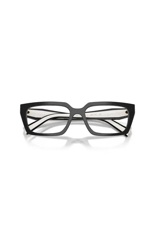 Prada 55mm Rectangle Optical Glasses - Black