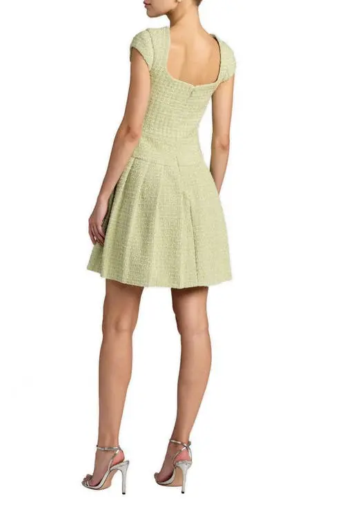 Mac Duggal Bouclé Mini Dress With Pearl Detailing