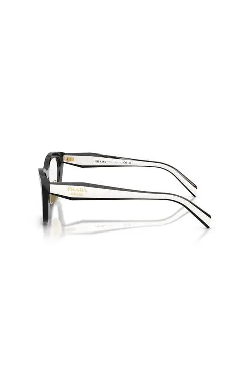 Prada Irregular Cat-eye Full Rim Acetate Eyeglasses - Black