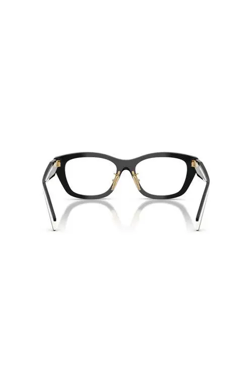 Prada Irregular Cat-eye Full Rim Acetate Eyeglasses - Black
